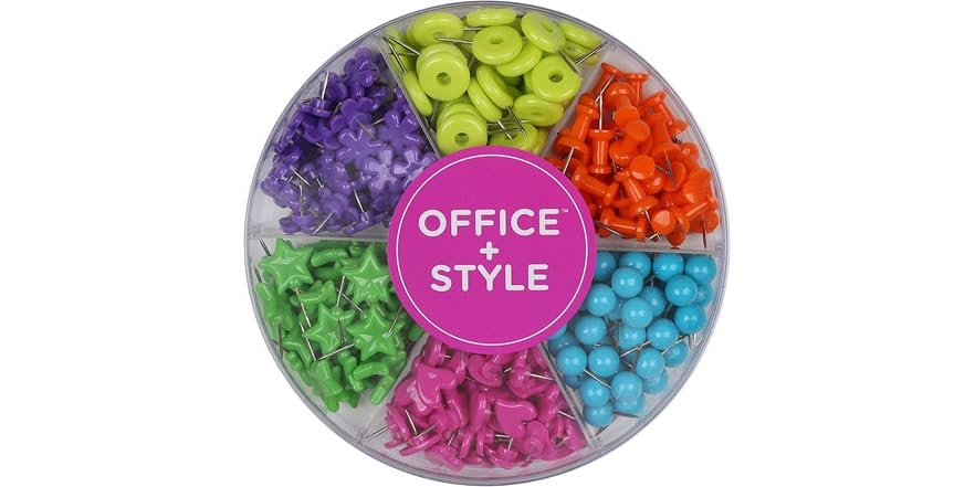 Office + Style Shaped Push Pins - 3 Pack