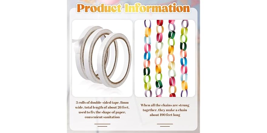 1000 Sheets Bright Paper Chain Strips