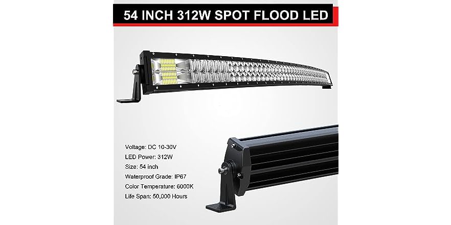 ASLONG 54 Inch LED Light Bar 312W Combo