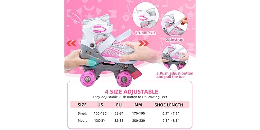 Kuxuan Roller Skates Adjustable for Kids