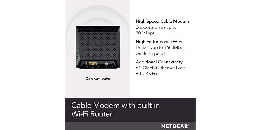 Netgear C6250-100NAR Netgear Cable modem router com (Open Box)