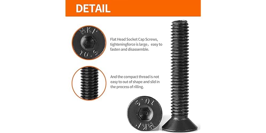 M6 Flat Head Socket Screws Kit 50Pcs