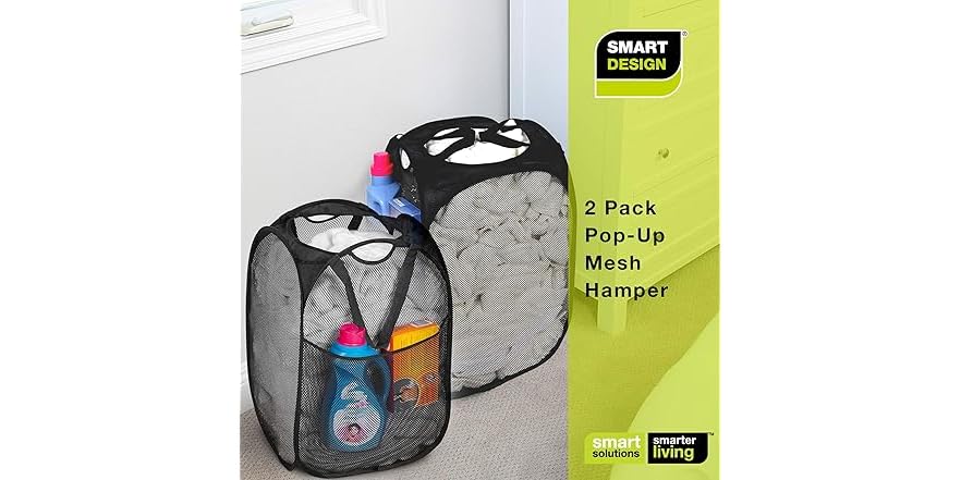 Smart Design Pop Up Laundry Hamper - Set of 2