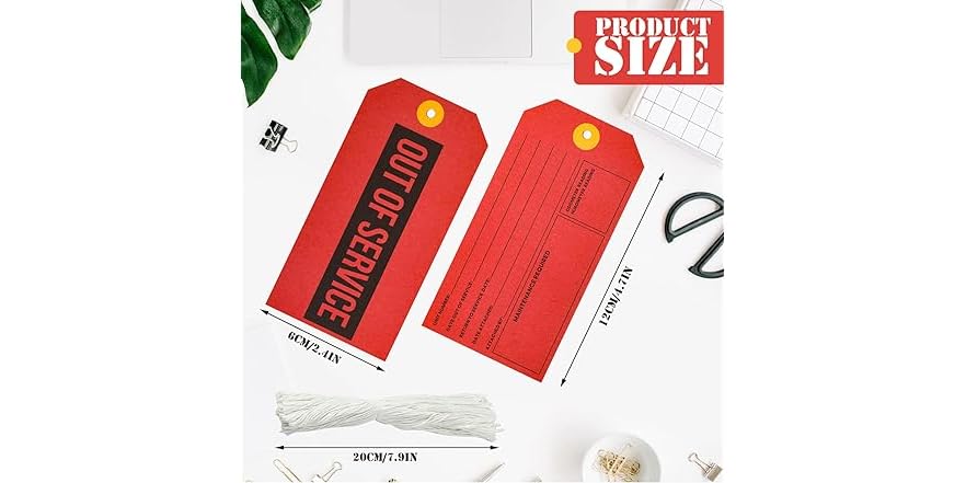 200 Pack Out of Service Tags With Wire