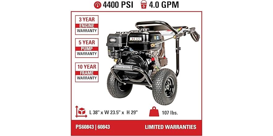 Simpson 4400 PSI Gas Pressure Washer PS60843