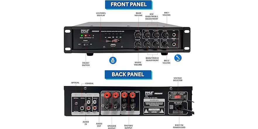 Pyle 500W Bluetooth Home PA Mixing Amplifier (Open Box)