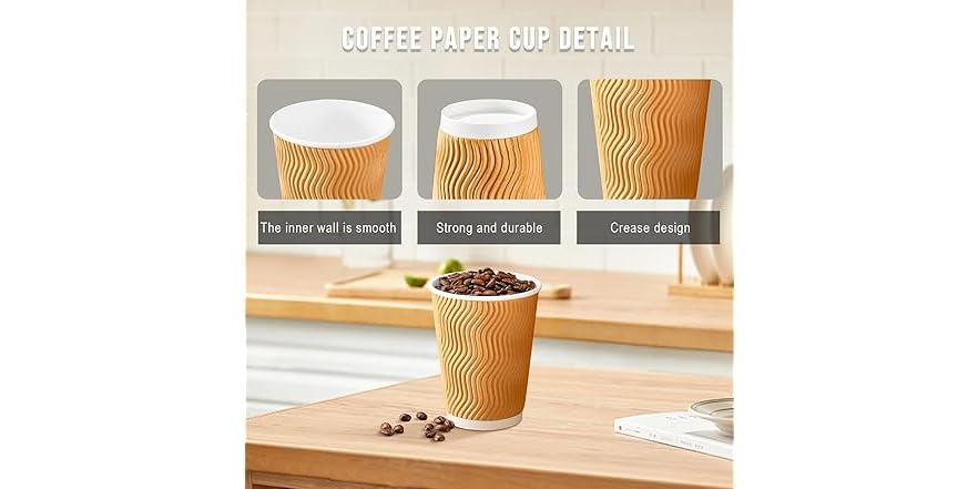 Disposable Paper Coffee Cups (No Lids)