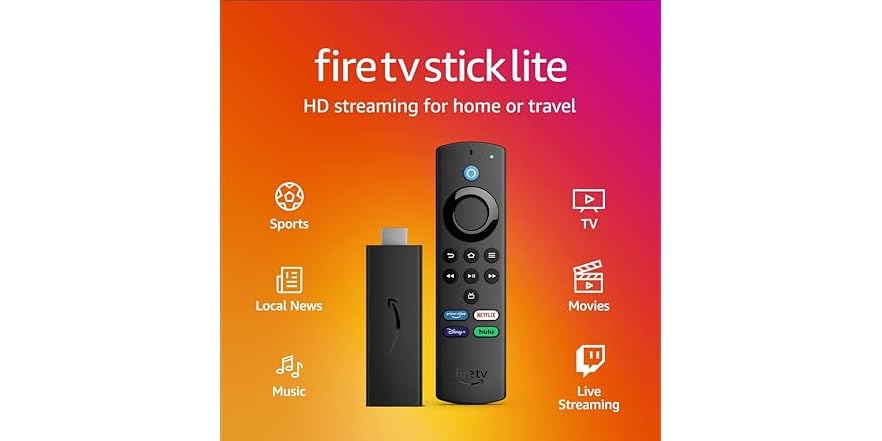 (New) Amazon Fire TV Stick Lite, Alexa Voice Remote Lite (2nd Gen ...