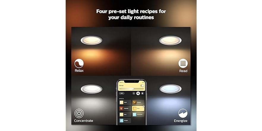 Philips Hue Smart Recessed 5/6 Inch LED Downlight, 4 Pack