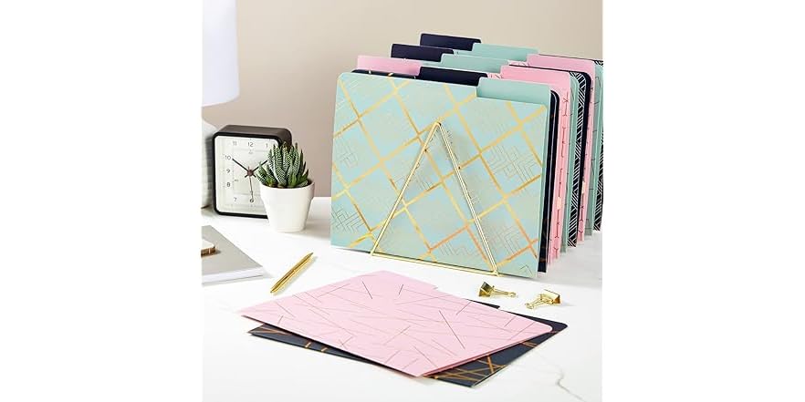 12 Pack Gold Foil Decorative File Folders