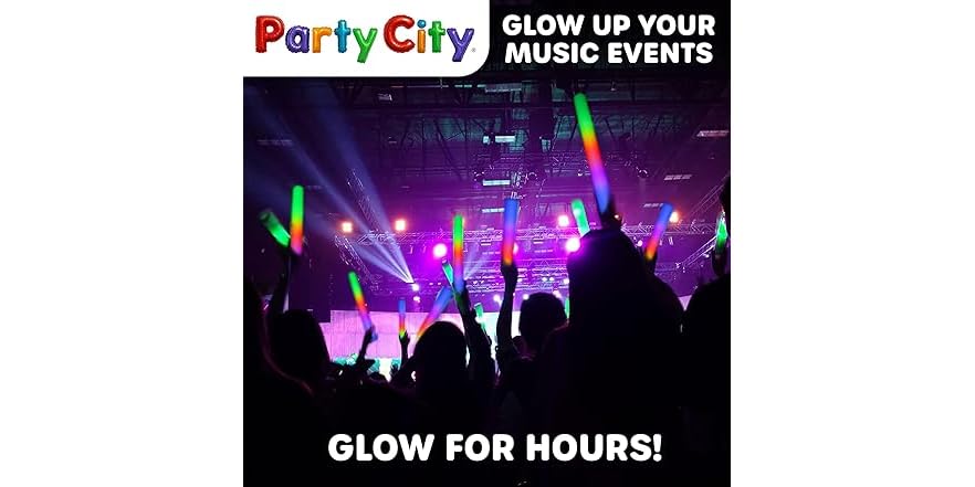 Party City 48pk LED Foam Glow Sticks 14”