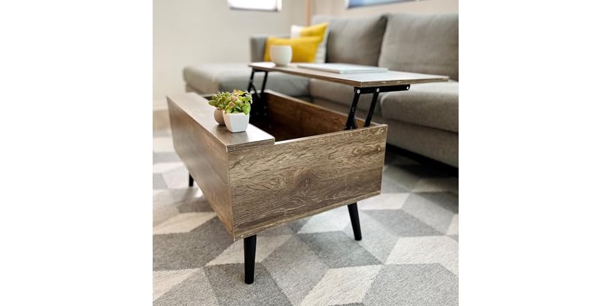 Rustic Mid-Century Lift-Top Coffee Table