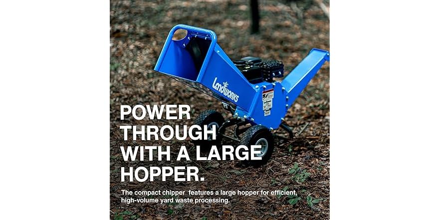 Landworks Wood Chipper Shredder Mulcher, Heavy Duty, 7 HP