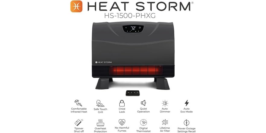 Heat Storm Phoenix 1500 Watt Infrared Heater Grey