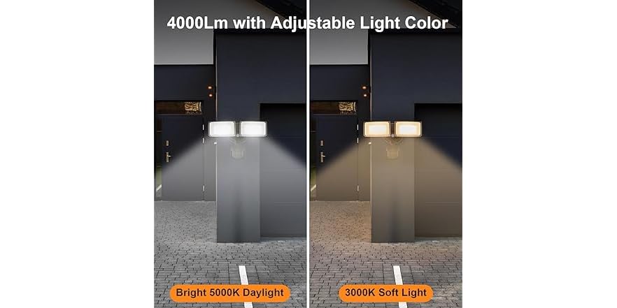 40W LED Security Lights Dual-Head Flood Wall Light 3000K/5000K Light