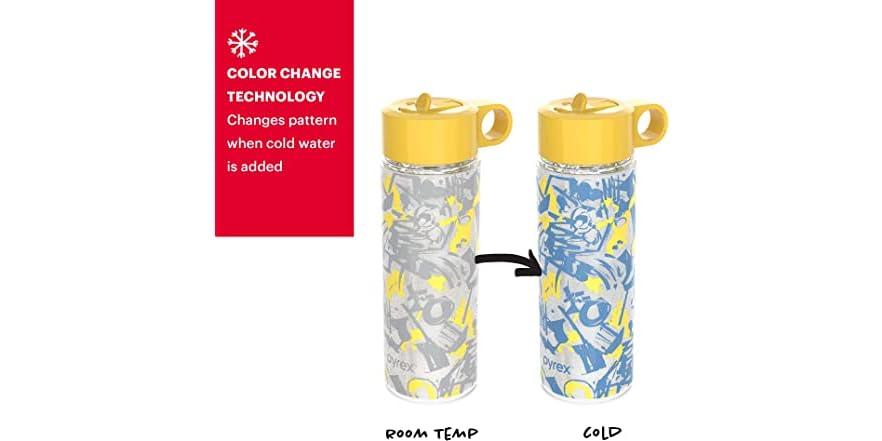 Pyrex Color Changing Glass Water Bottle