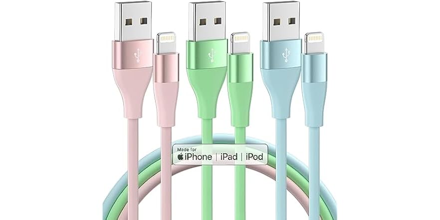 (3 PACK) MenoSupp 10FT Lightning Charging Cables