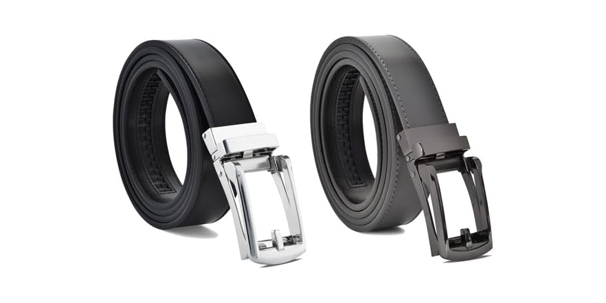 Genuine Leather Ratchet Belt - 2 Pack