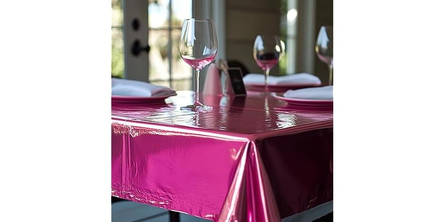 PartyWoo Magenta Foil Tablecloth 3-Pack
