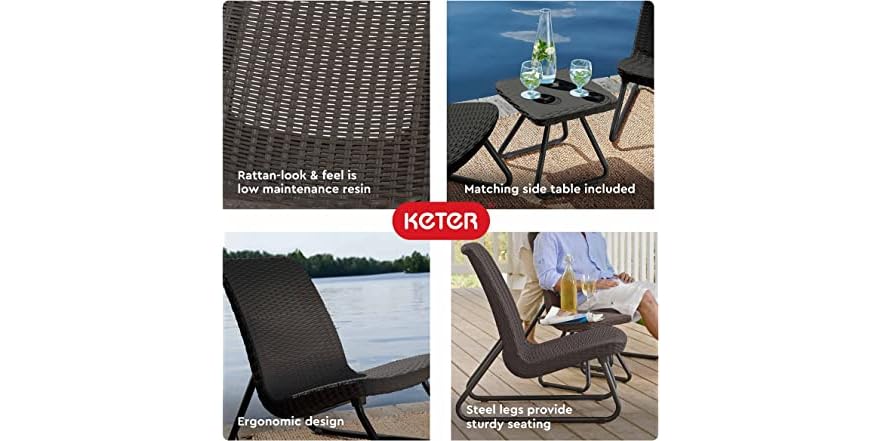 Keter Rio 3 Piece Resin Wicker Set