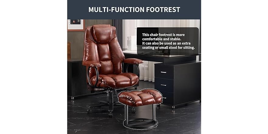 ATMILD Big & Tall Office Chair w/Ottoman
