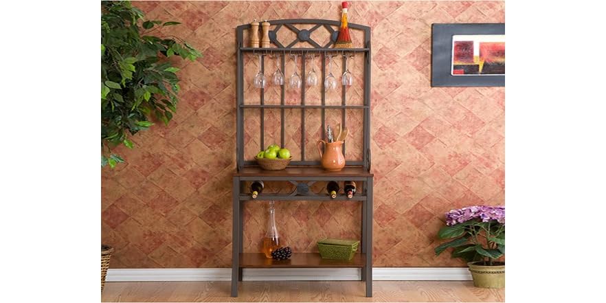 Decorative Bakers Rack with Wine Storage
