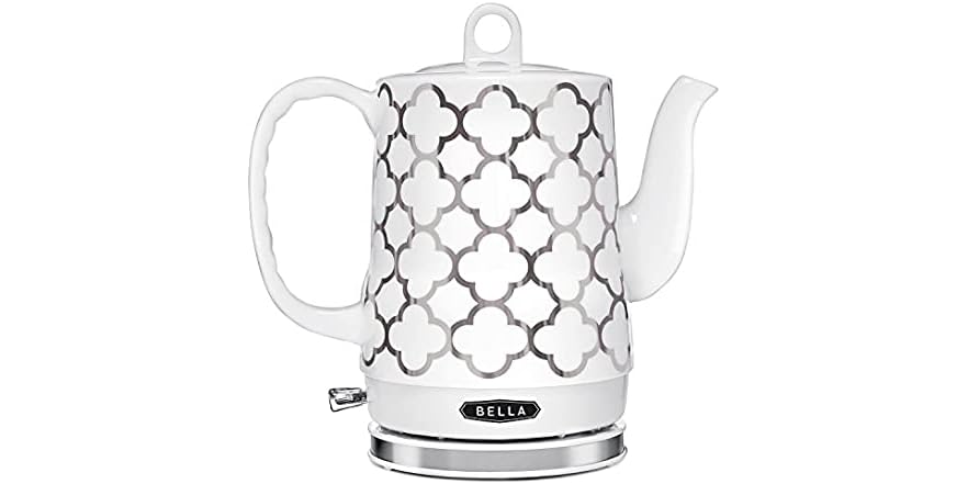 BELLA 1.2L Electric Ceramic Tea Kettle, Silver Tile