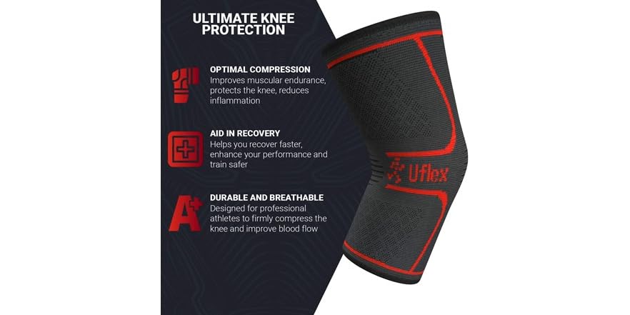 UFlex Athletics Knee Compression Sleeve (M)