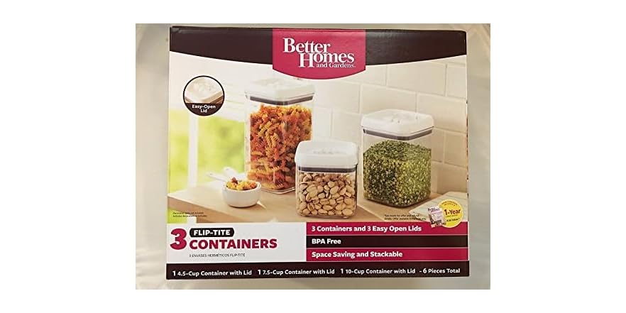 3 Container Flip-Tite Containers, White