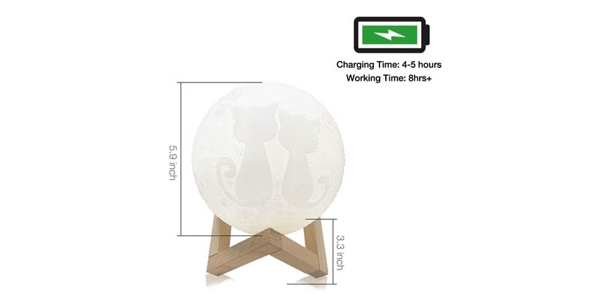 LED 3D Print Moon Lamp with Stand