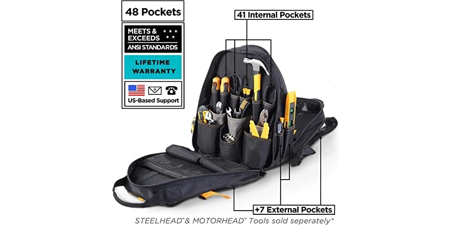 STEELHEAD 48-Pocket Heavy-Duty Tool Backpack