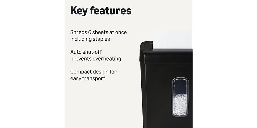 Amazon Basics 6-Sheet Cross-Cut Paper Shredder