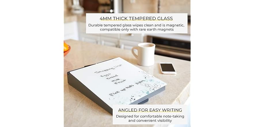 MessageStor Dry-Erase Glass Memo Station