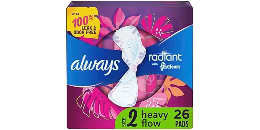 Always Radiant Feminine Pads For Women, Size 2