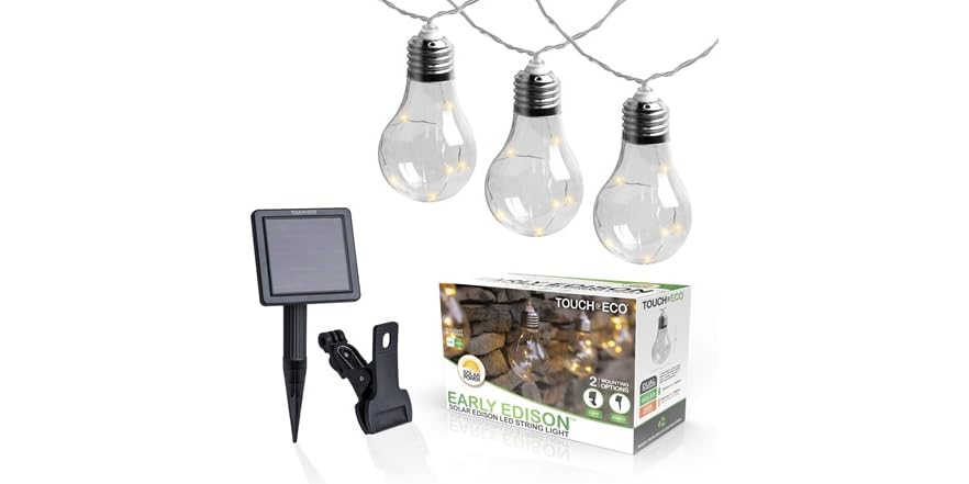 Touch of ECO Edison Solar String Lights- 1 Pack