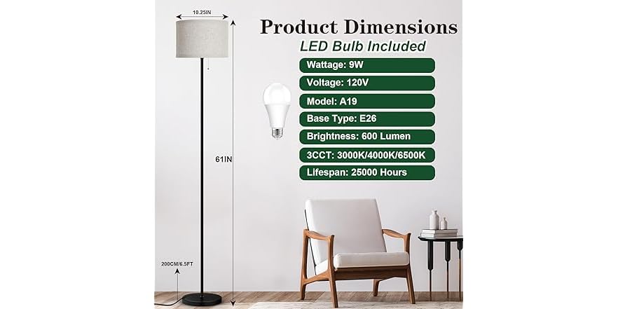 VerRon 3 Color Temperature Floor Lamp