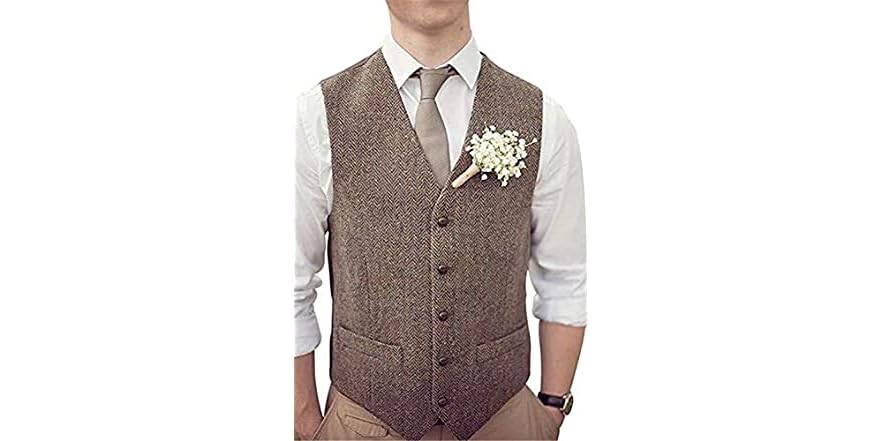 Wool Herringbone Groom Vest