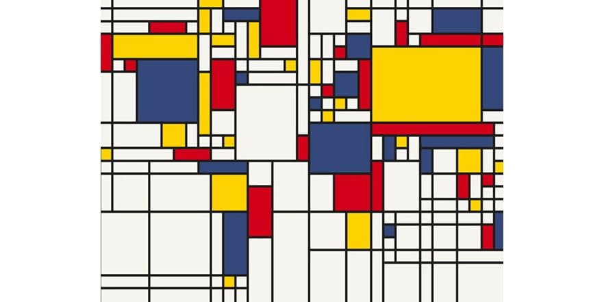 Mondrian World Map 18x24 Canvas