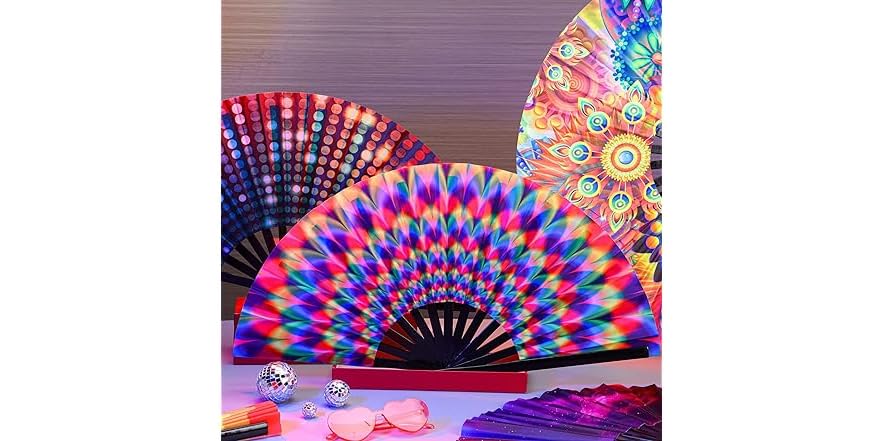 10 PC Bamboo Ribs Rave Folding Fan