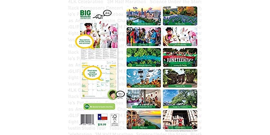 Austin Texas Events 2020 Wall Calendar