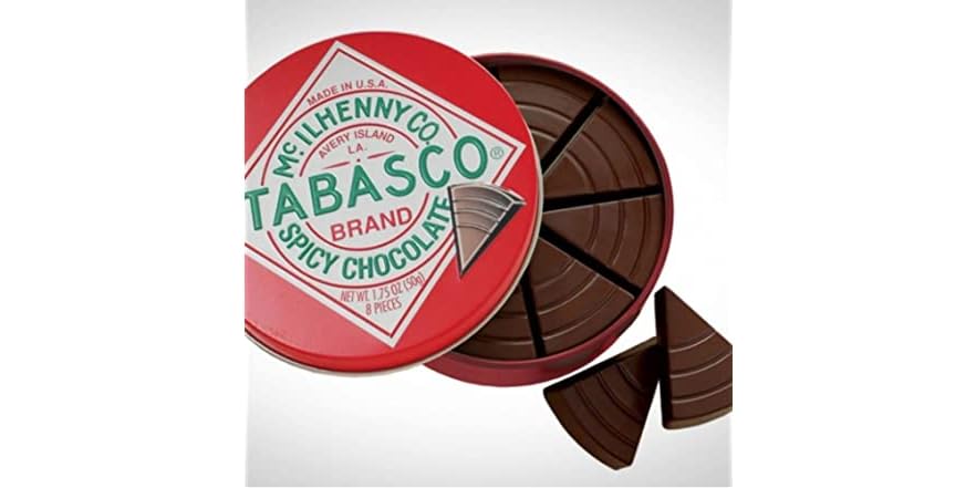 Tabasco Spicy Dark Chocolate Wedges, 1.75 oz Tin (Pack of 2) with Mints