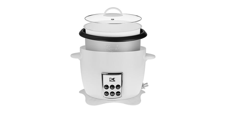 Multifunction Digital Rice Cooker with Retractable Power Cord, White
