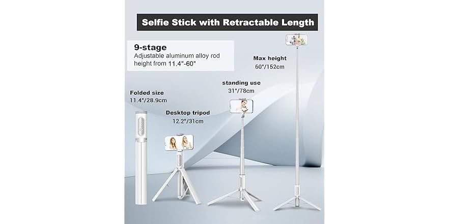 TONEOF Cell Phone Selfie Stick Tripod