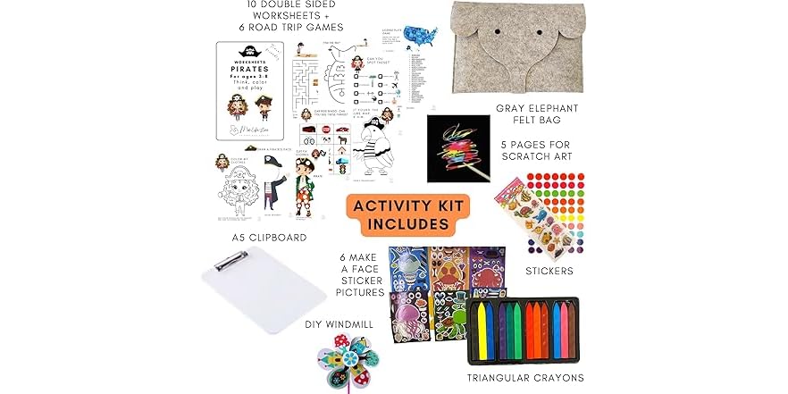 Kids Travel Activity Kit (Pack of 2)- Gray