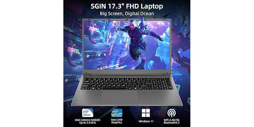SGIN M17P SGIN 17" Laptop, 8GB RAM 256GB SSD Notebook, 17 (Open Box)