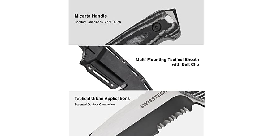 Swiss+Tech 4-1/2" Fixed Blade Knife