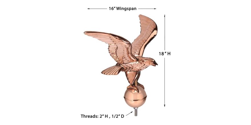 Pure Copper Eagle w/Ball Flagpole Topper