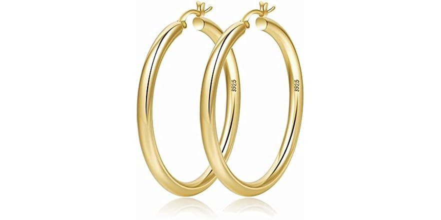Sterling Silver Big Hoop Earrings 2 Pack