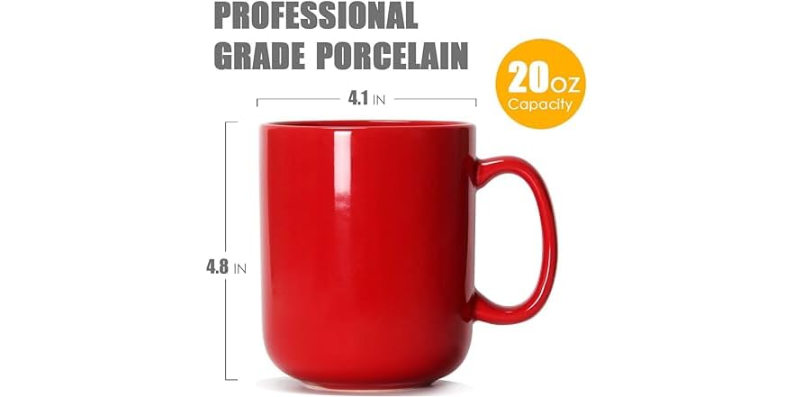 20 OZ Large Ceramic Red Coffee Mug