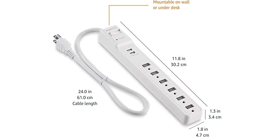 Amazon Basics 6-Outlet Surge Protector Power Strip